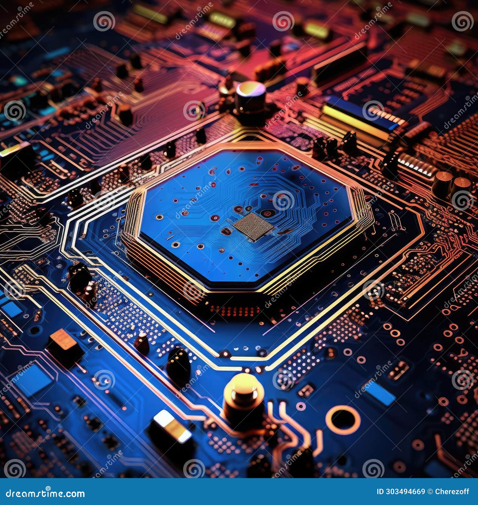 Microchip on an Integrated Circuit Stock Illustration - Illustration of ...