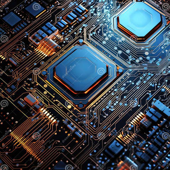 Microchip on an Integrated Circuit Stock Illustration - Illustration of ...