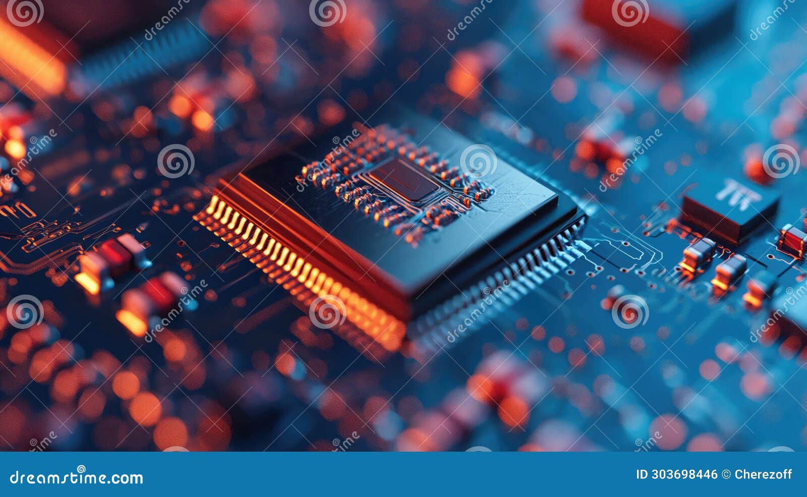 Microchip on an Integrated Circuit Stock Illustration - Illustration of ...