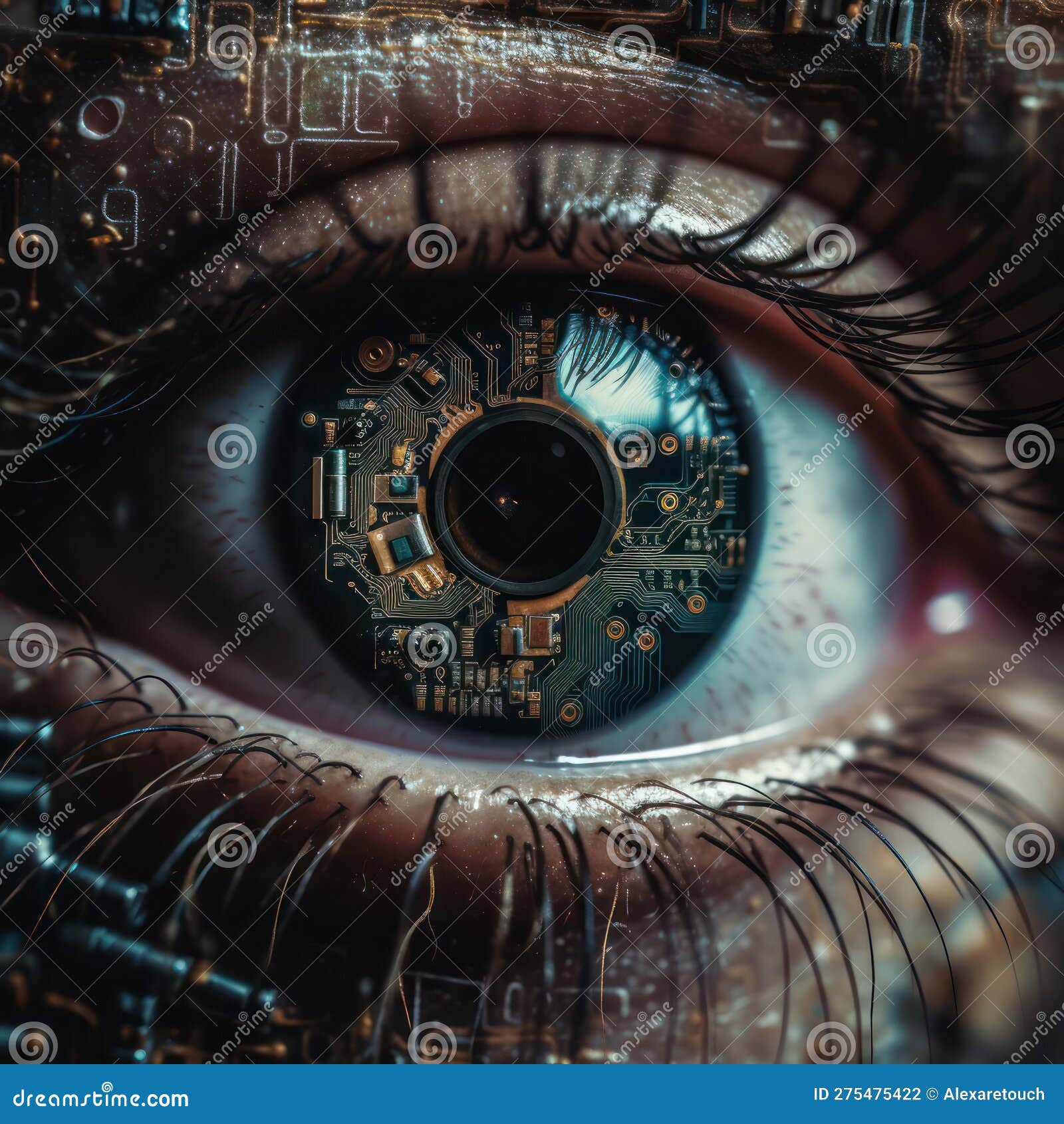 Microchip Integration into the Human Eye Stock Illustration ...