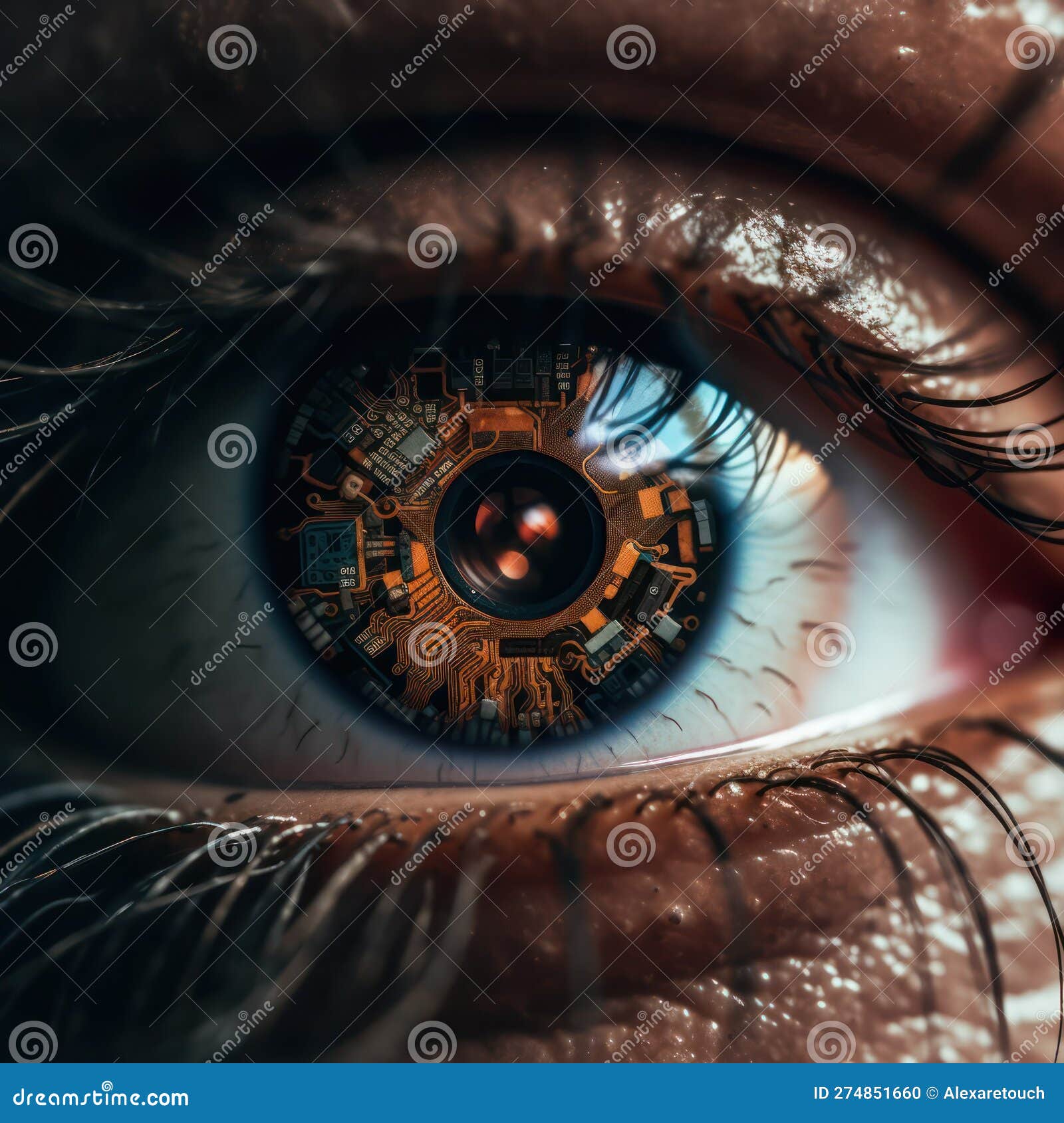 Microchip Integration into the Human Eye Stock Photo - Image of systems ...