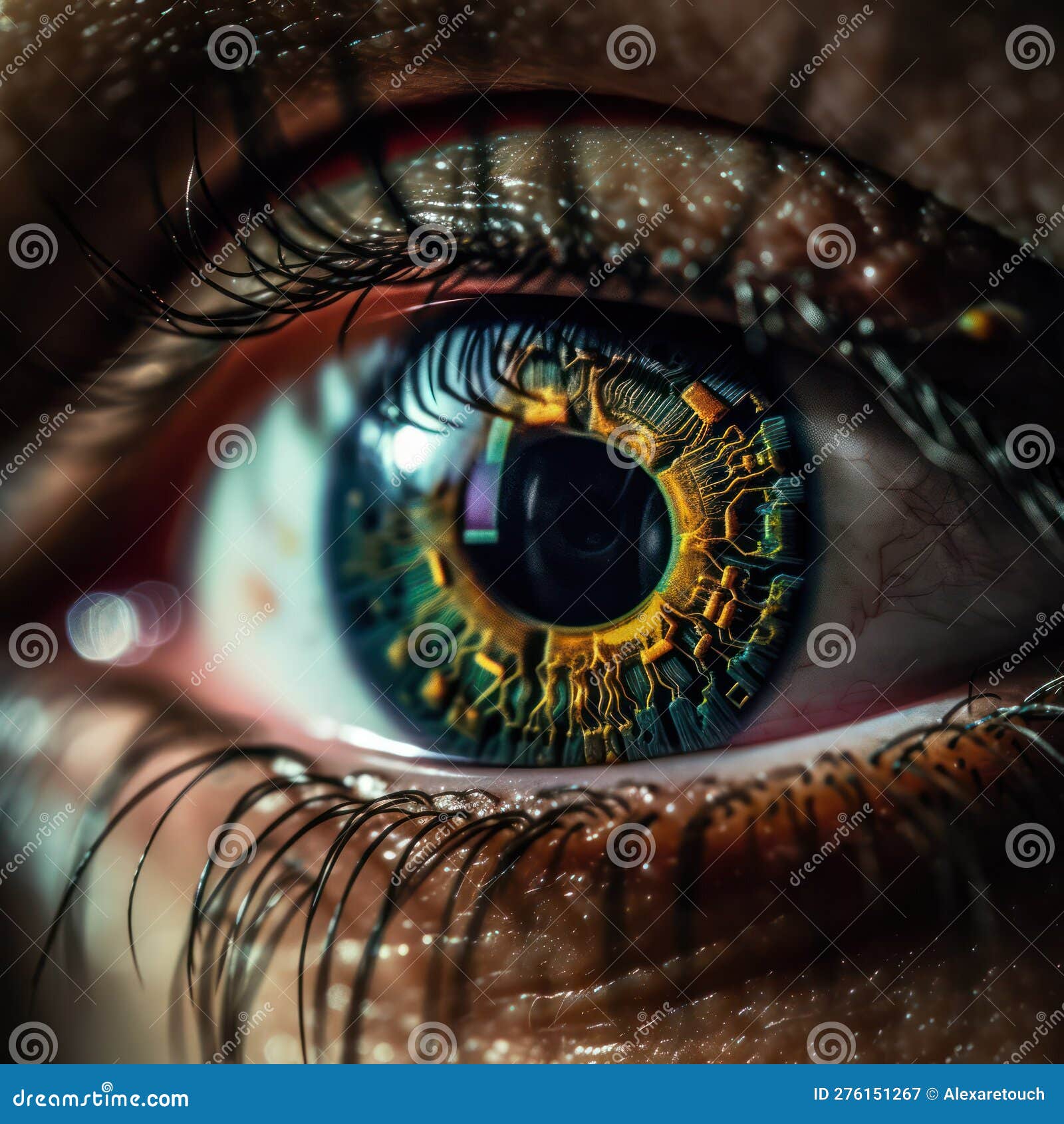Microchip Integration into the Human Eye Stock Illustration ...