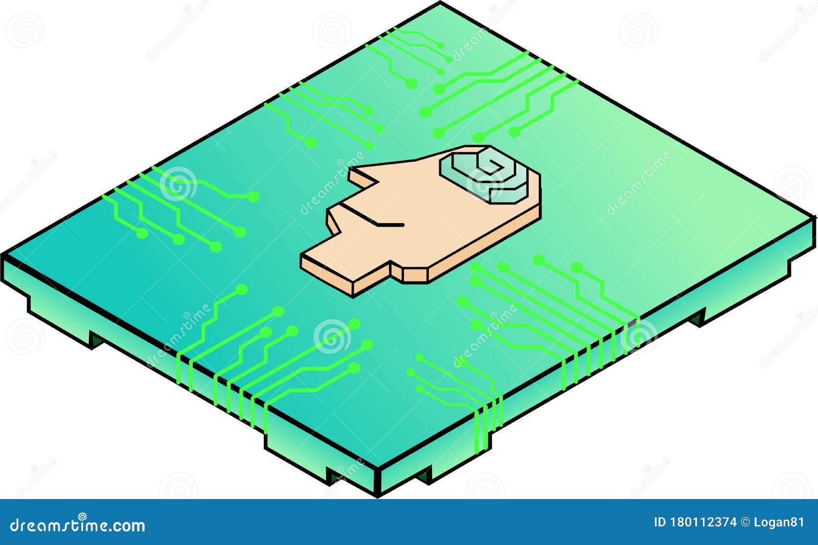 Microchip Isometric Art with Matrix Stock Vector - Illustration of ...