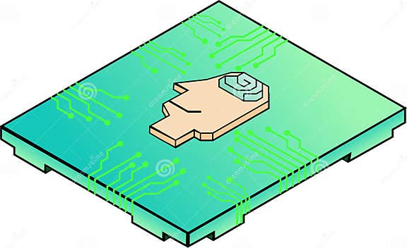 Microchip Isometric Art with Matrix Stock Vector - Illustration of ...