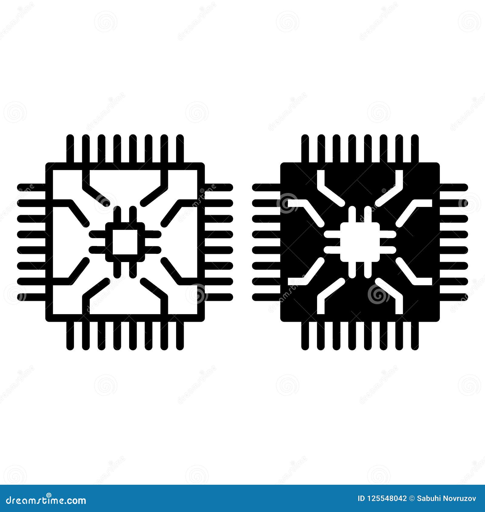 Microchip Line and Glyph Icon. CPU Vector Illustration Isolated on ... Microchip Line and Glyph Icon. CPU Vector Illustration Isolated on ...