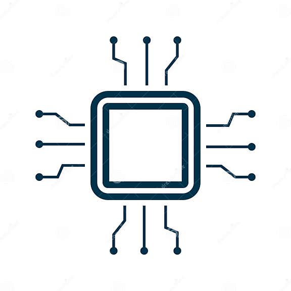 Microchip Line Icon. CPU, Central Processing Unit, Computer Processor Stock Illustration ...