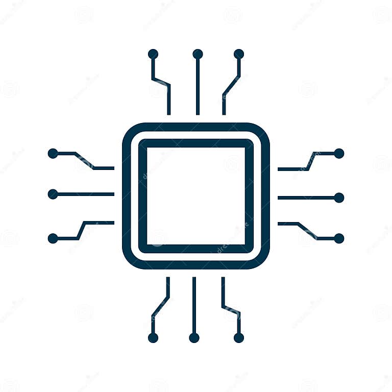 Microchip Line Icon Cpu Central Processing Unit Computer Processor Stock Illustration