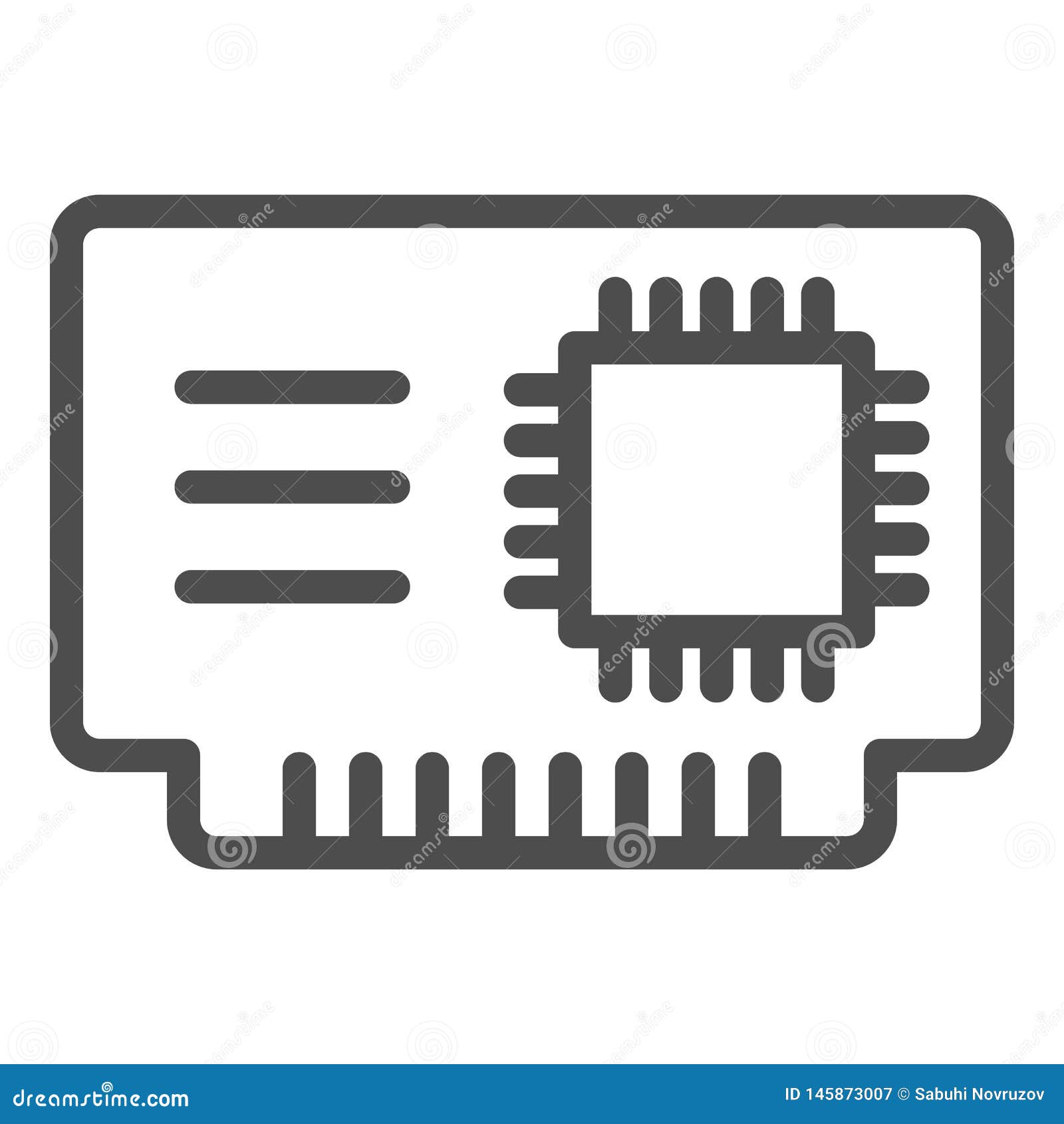 Microchip Line Icon. Cpu Vector Illustration Isolated on White. Chip ...