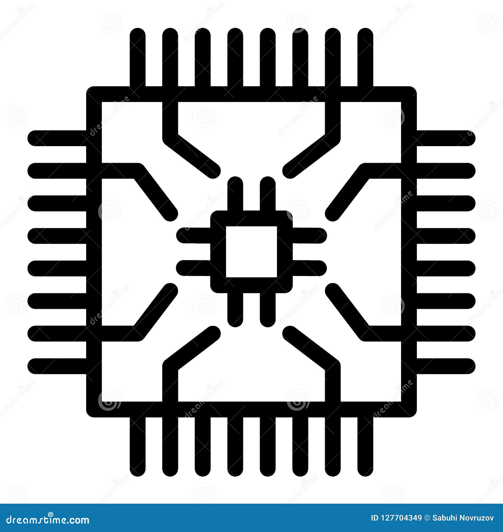 Microchip Line Icon. CPU Vector Illustration Isolated on White Stock ...