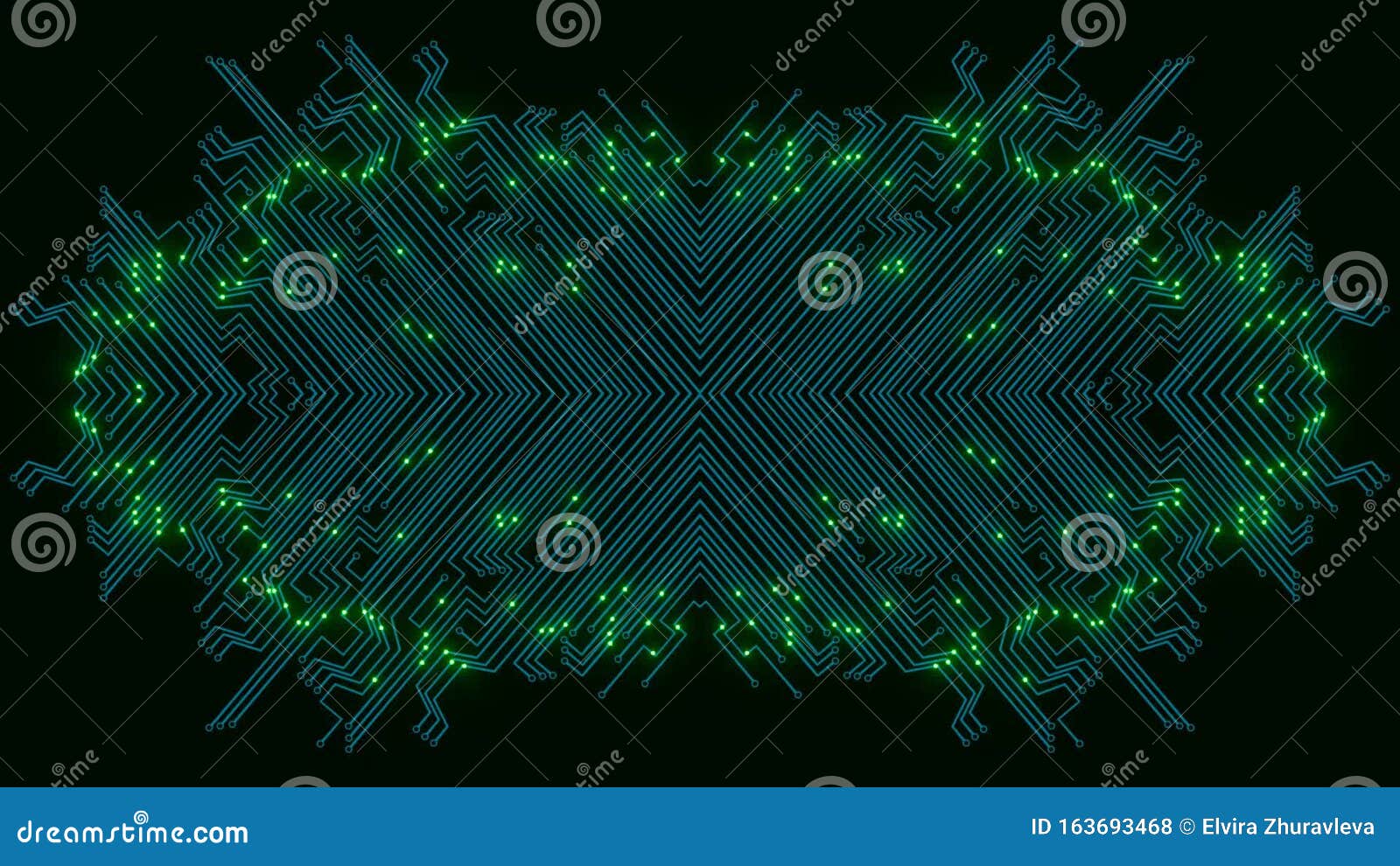 Microchip and Moving Glowing Lights on Dark Background Animation Stock ...