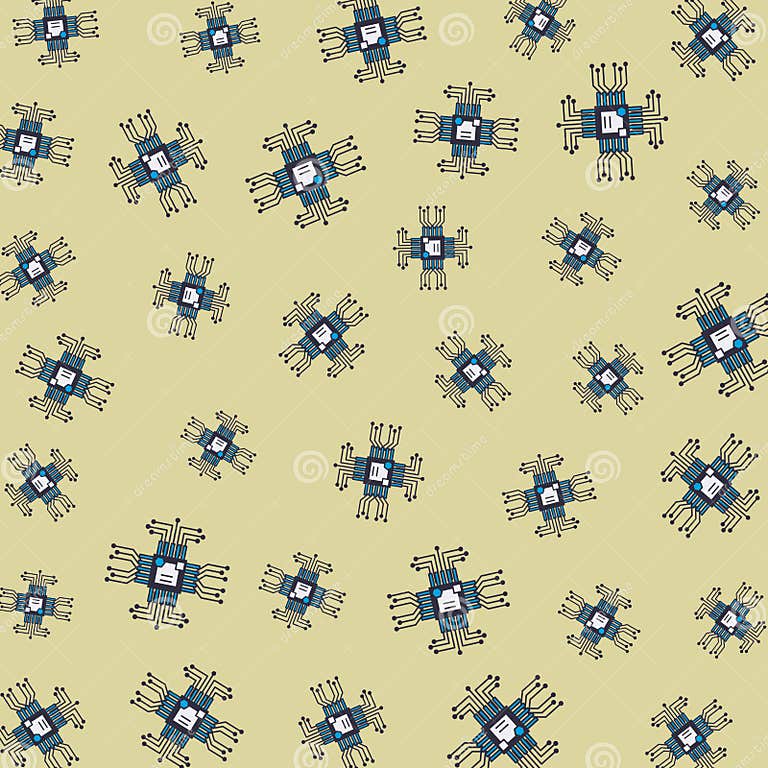 Microchip Pattern Background Stock Vector - Illustration of data, board ...