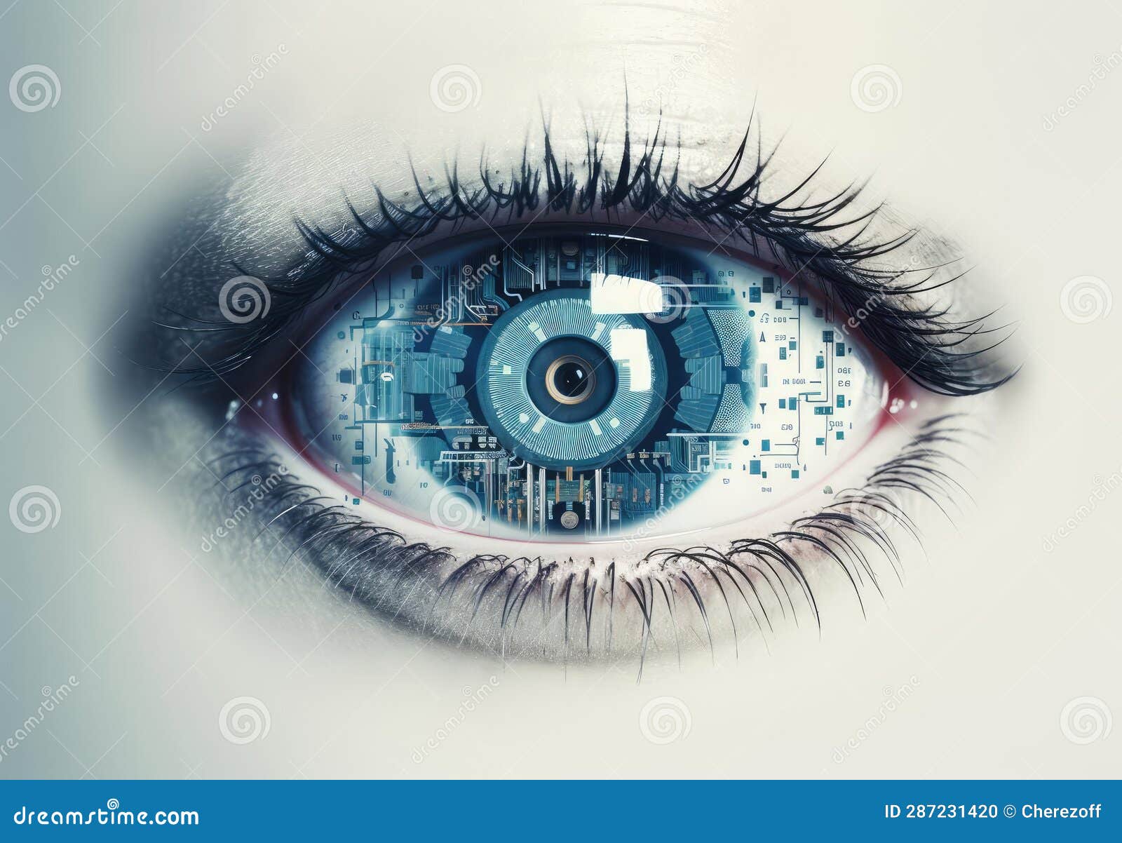 A Microchip in a Person S Eye Stock Illustration - Illustration of ...