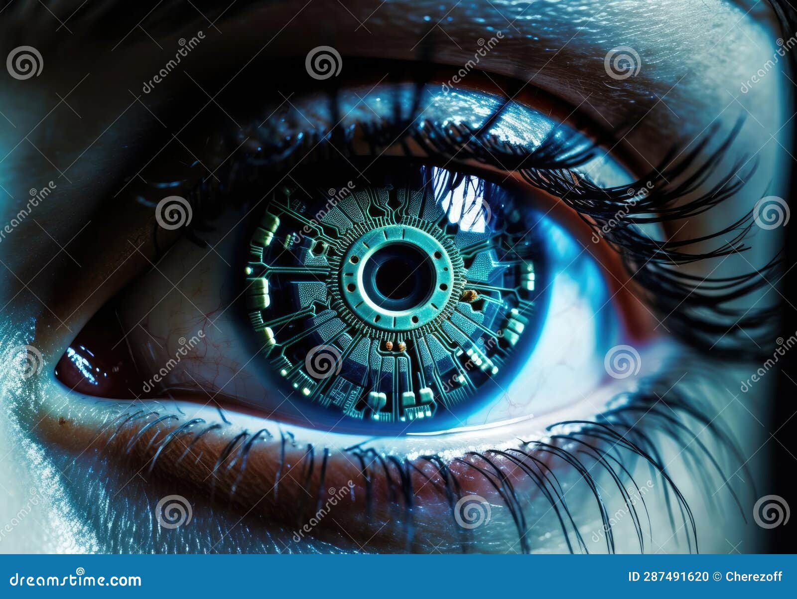 A Microchip in a Person S Eye Stock Illustration - Illustration of ...
