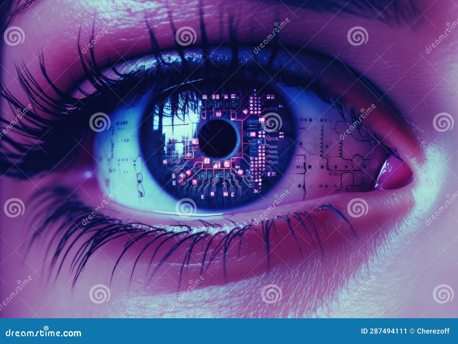 A Microchip in a Person S Eye Stock Illustration - Illustration of ...