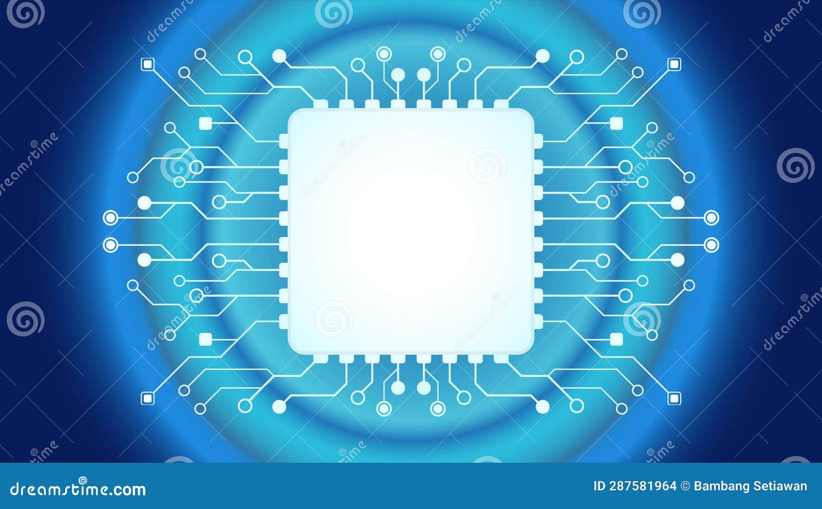 Microchip Processor with Electrical Circuit Tree Growth on the Blue ...