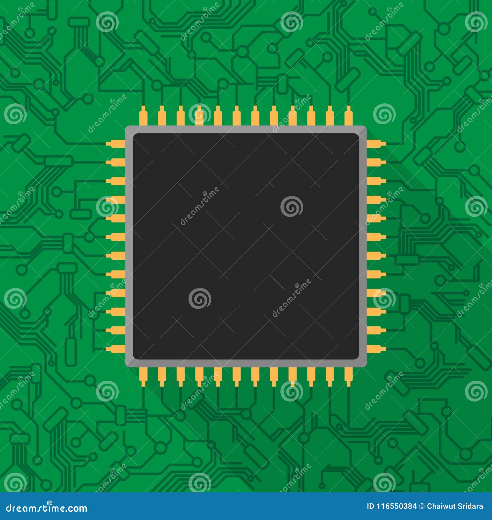 Microchip Processor on Green Printed Circuit Board Stock Vector ...
