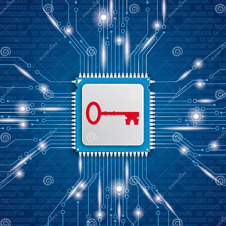 Microchip Processor Lights Key Stock Vector - Illustration of microchip ...