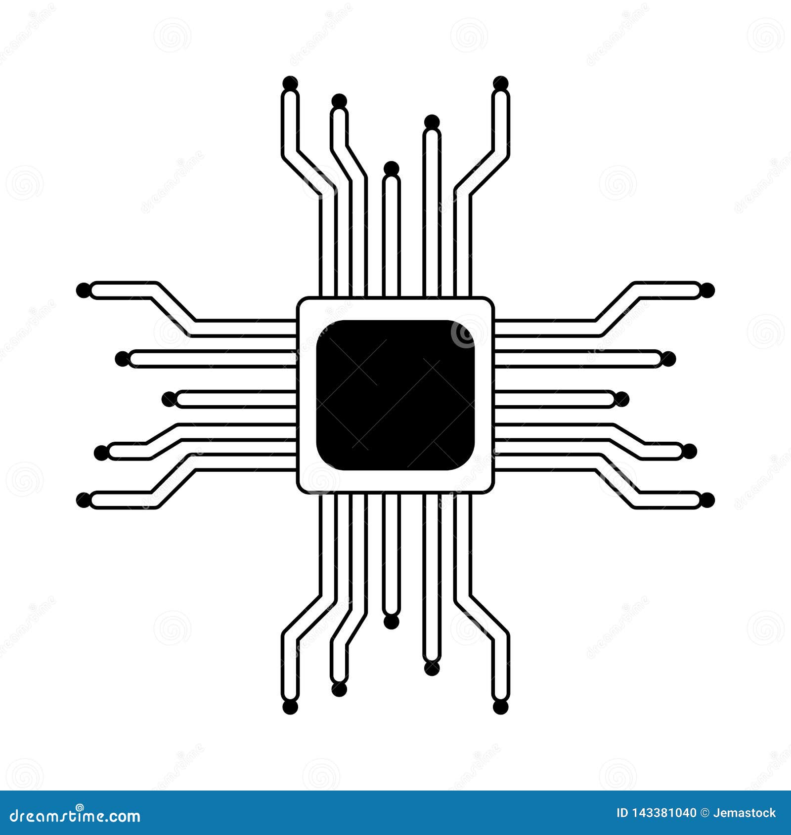 Microchip Processor Symbol in Black and White Stock Vector ...