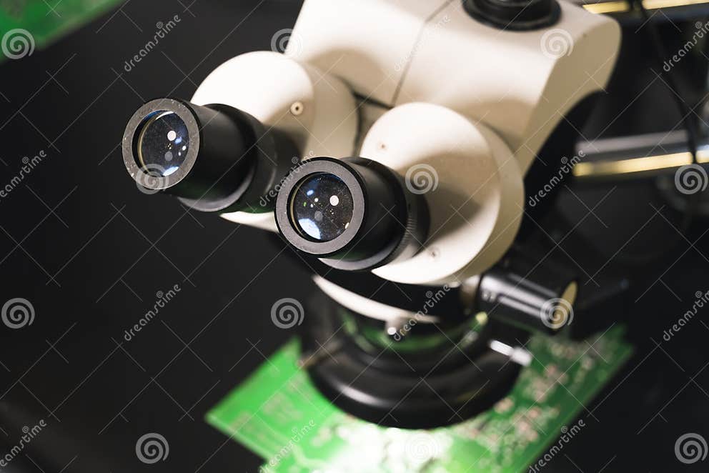 Microchip Production Factory. Assembling the Printing Board. Work with ...