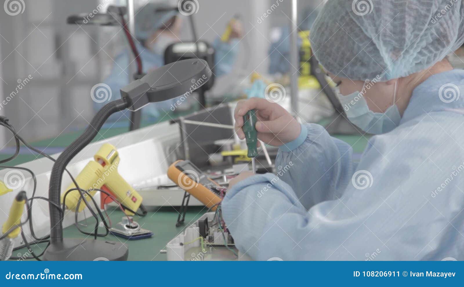 Microchip Production Factory. Technological Process. Assembling the ...