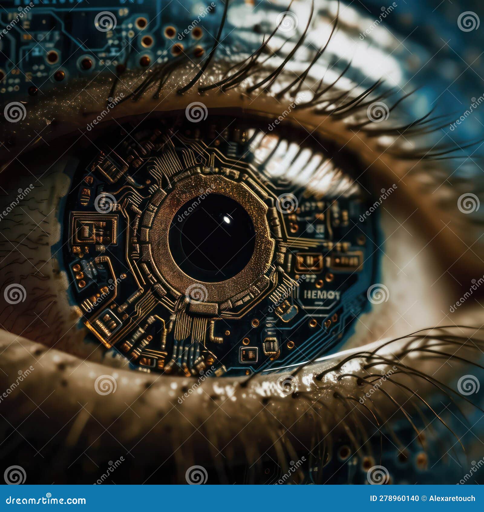 Microchip in the Pupil of the Eye, Artificial Intelligence, Electronic ...