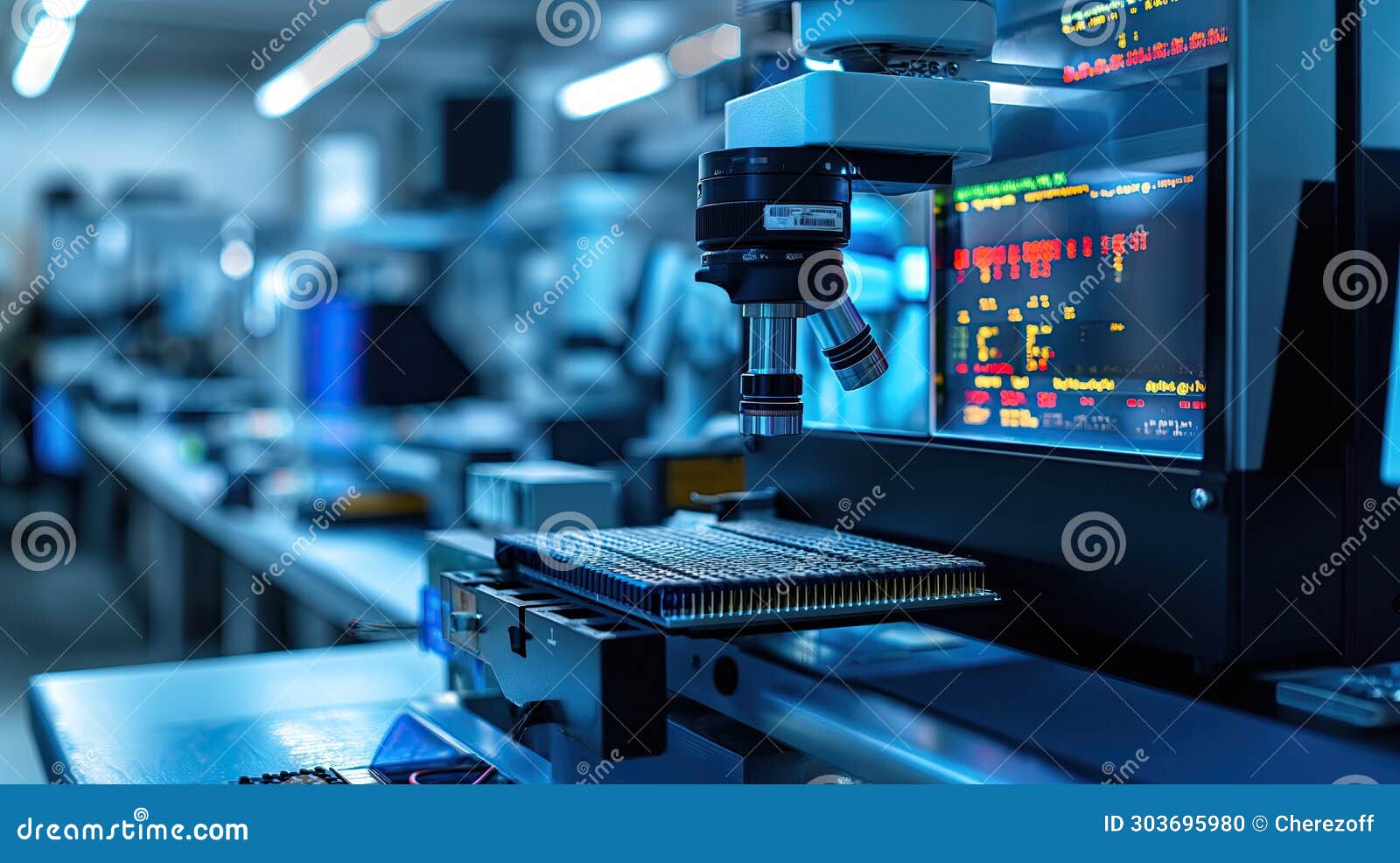 Microchip Quality Inspection Machine Stock Photo - Image of electronics ...
