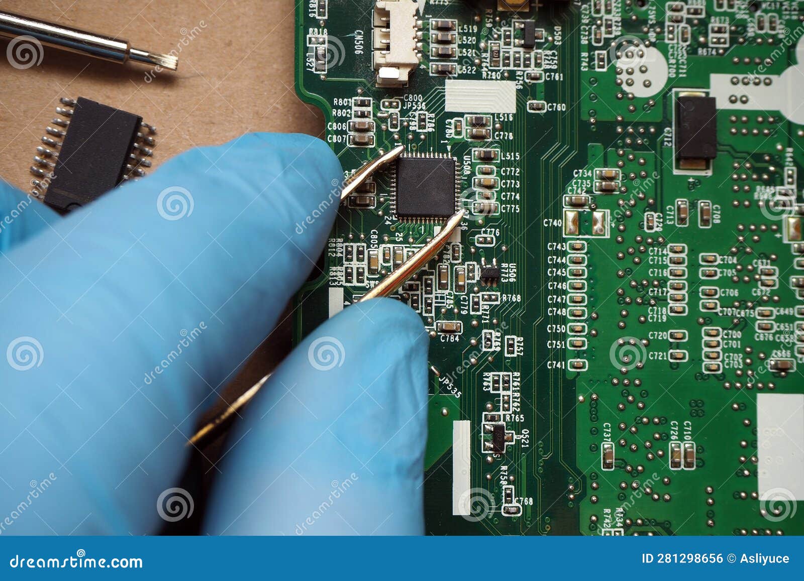 Microchip Replacement on Electronic Card Stock Photo - Image of ...