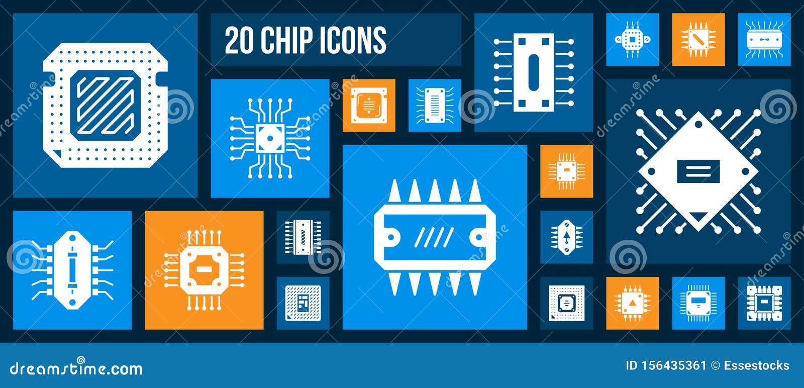 Micro Chip Cpu Pc Processor White Icon Vector Set Stock Vector ...