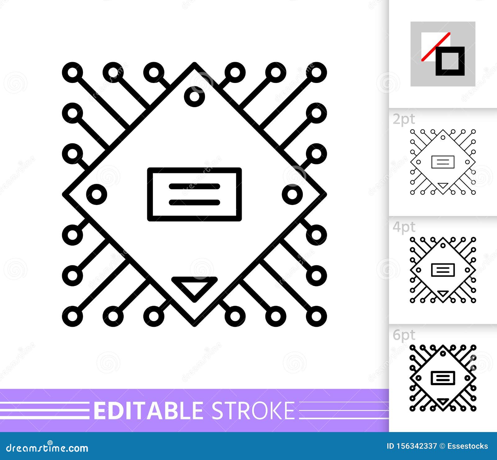 Microchip Simple Line Micro Processor Vector Icon Stock Vector - Illustration of module, data ...