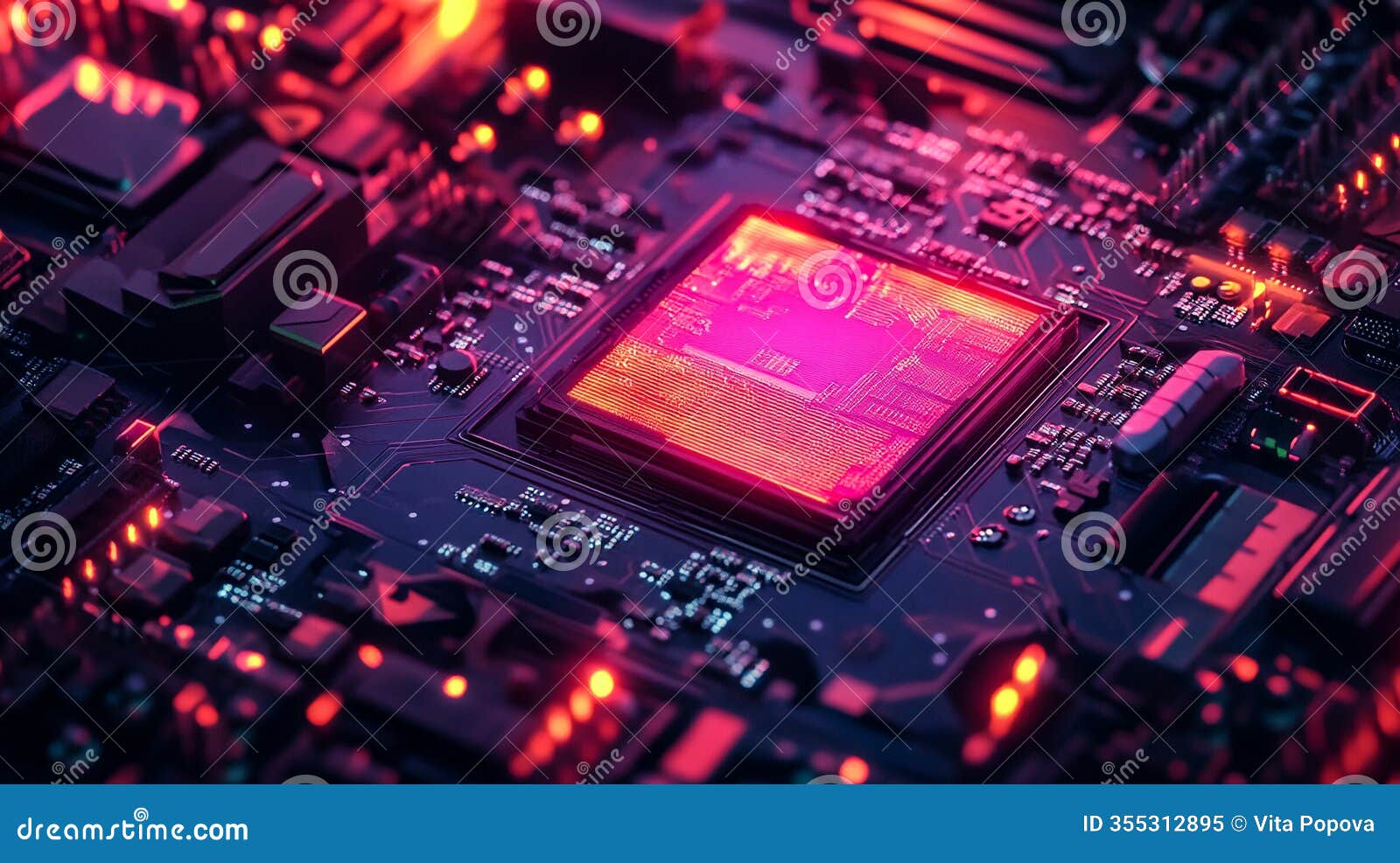 Microchip for Spaceships. Production of Rockets and Ships. Computer CPU ...