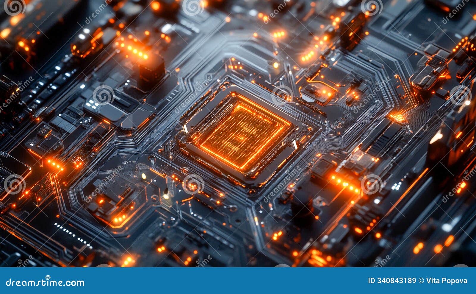 Microchip for Spaceships. Production of Rockets and Ships. Computer CPU ...