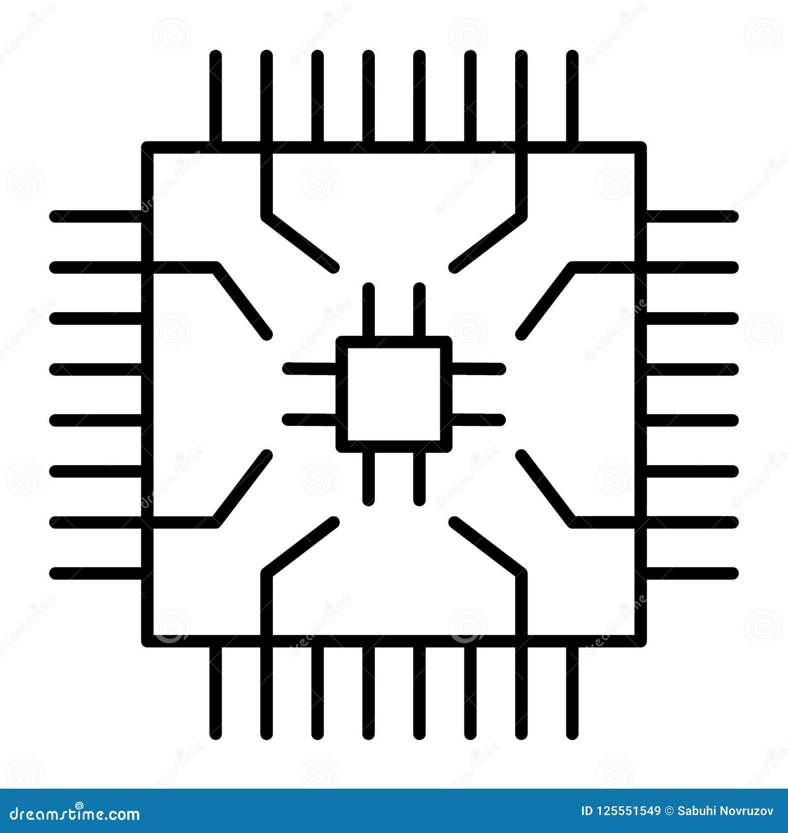 Microchip Thin Line Icon. CPU Vector Illustration Isolated on White ... Microchip Thin Line Icon. CPU Vector Illustration Isolated on White ...