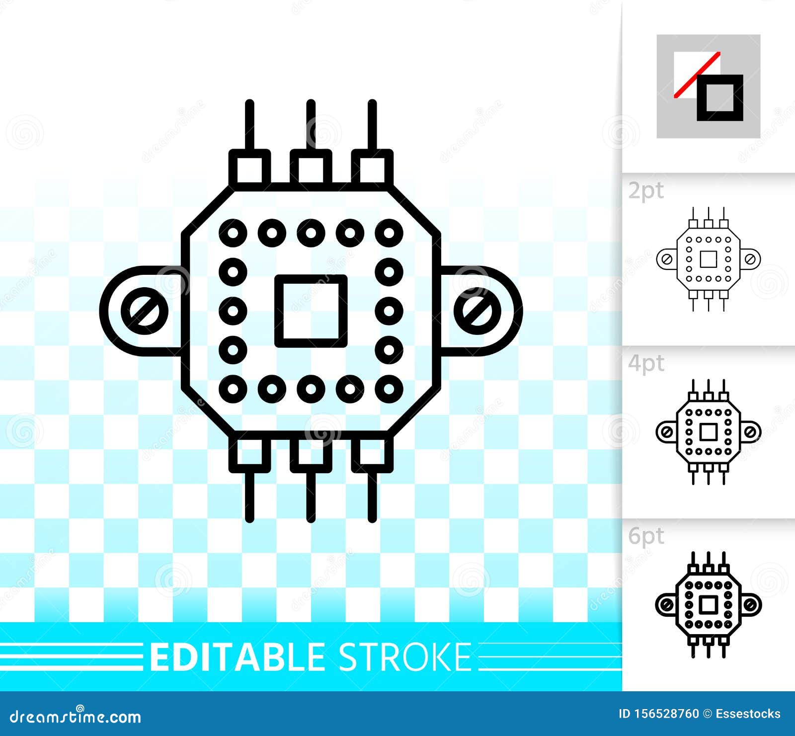 Microchip Circuit Simple Black Line Vector Icon Stock Vector - Illustration of hardware, digital ...