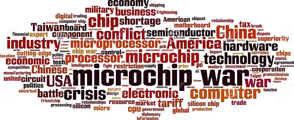 Microchip war word cloud stock vector. Illustration of military - 276295744