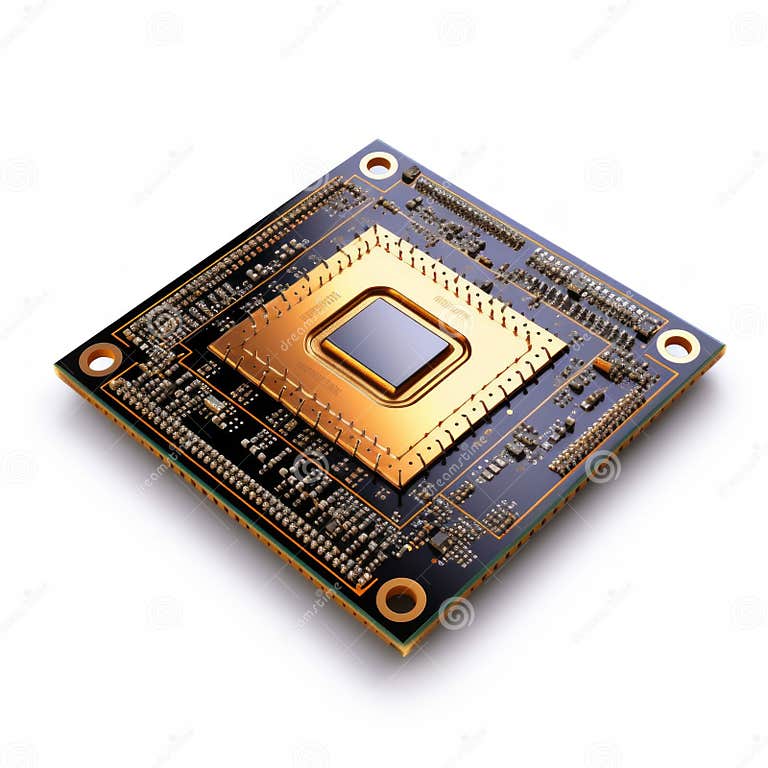 Microchip on White Background. Generative Ai Stock Illustration ...