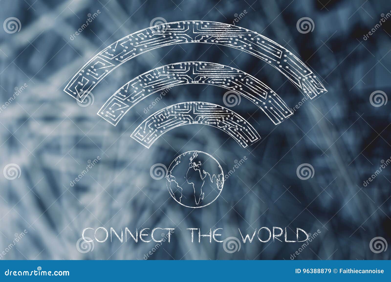 Microchip Wi-fi Symbol with Planet Earth Stock Illustration ...