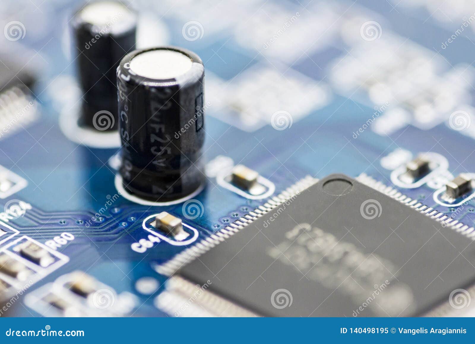 Microchips on a pc board stock image. Image of connection - 140498195