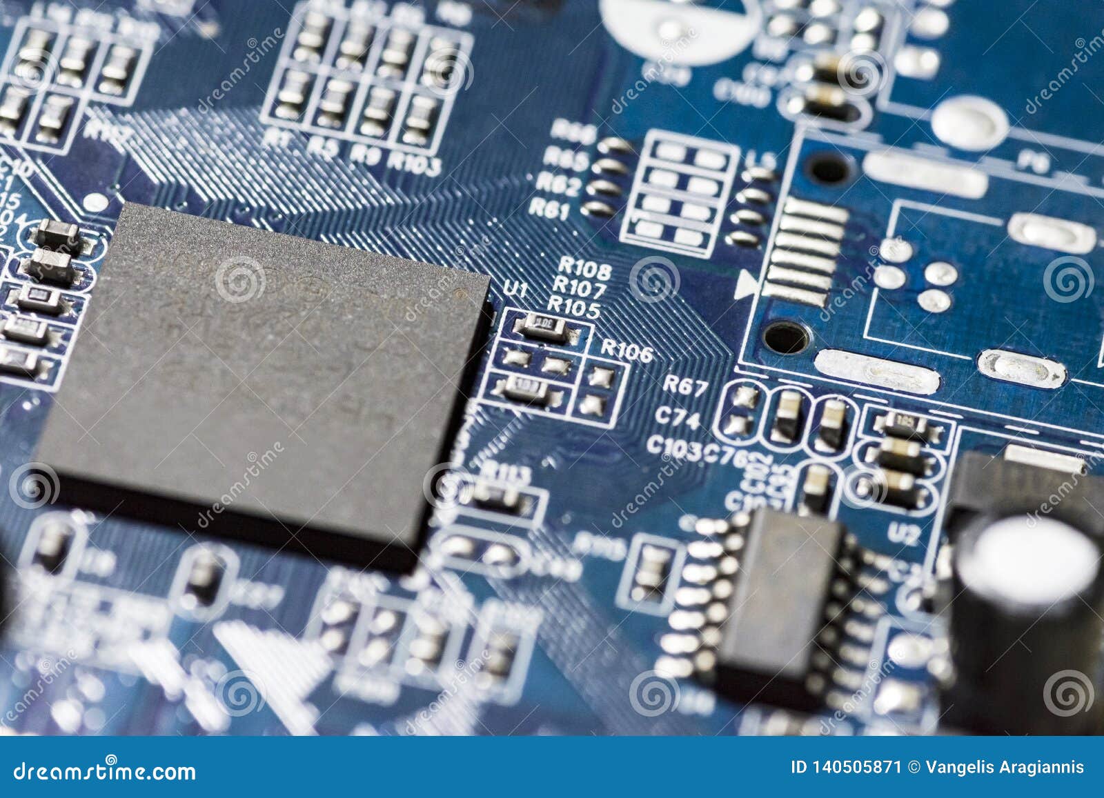 Microchips on a pc board stock image. Image of connection - 140505871
