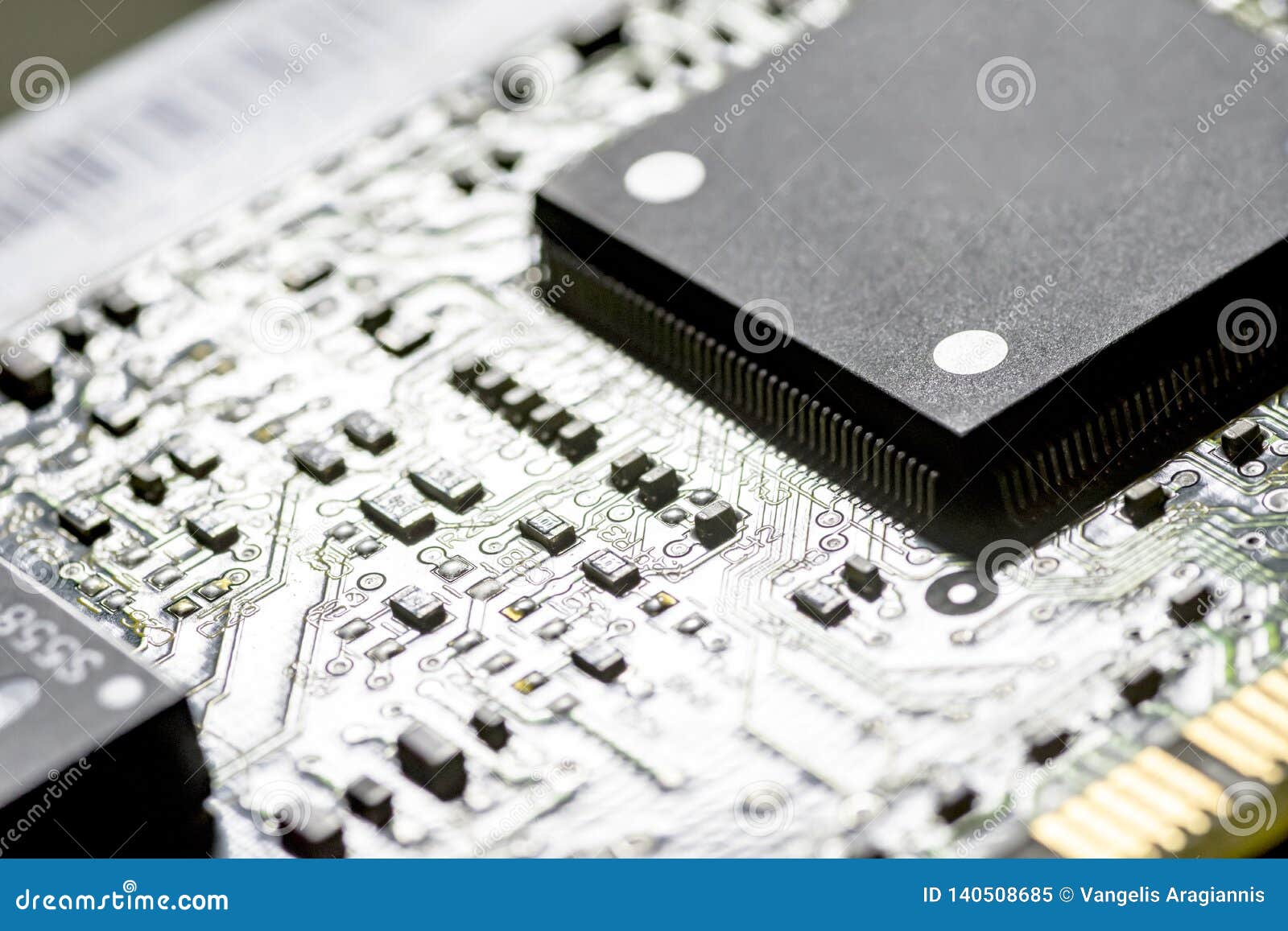 Microchips on a pc board stock image. Image of communication - 140508685