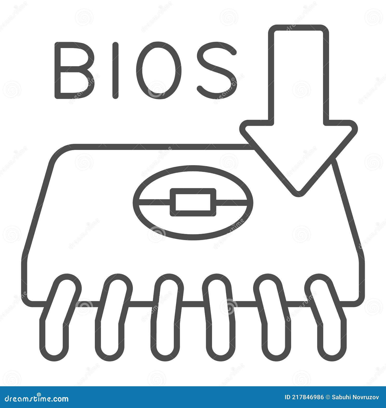 Microcircuit With Bios Chip Thin Line Icon Pcrepair Concept Bios Chip Vector Sign On White