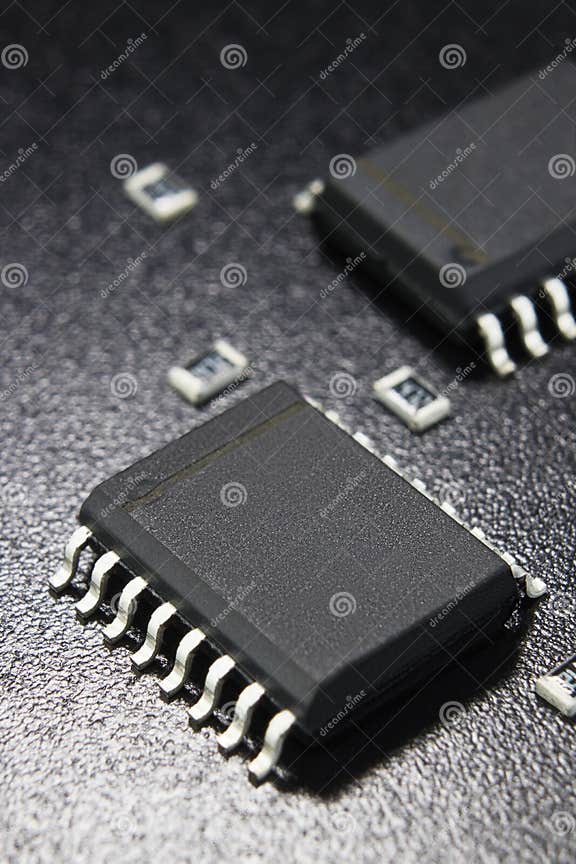 Microcircuit in the Case for Surface Mounting. Stock Photo - Image of ...