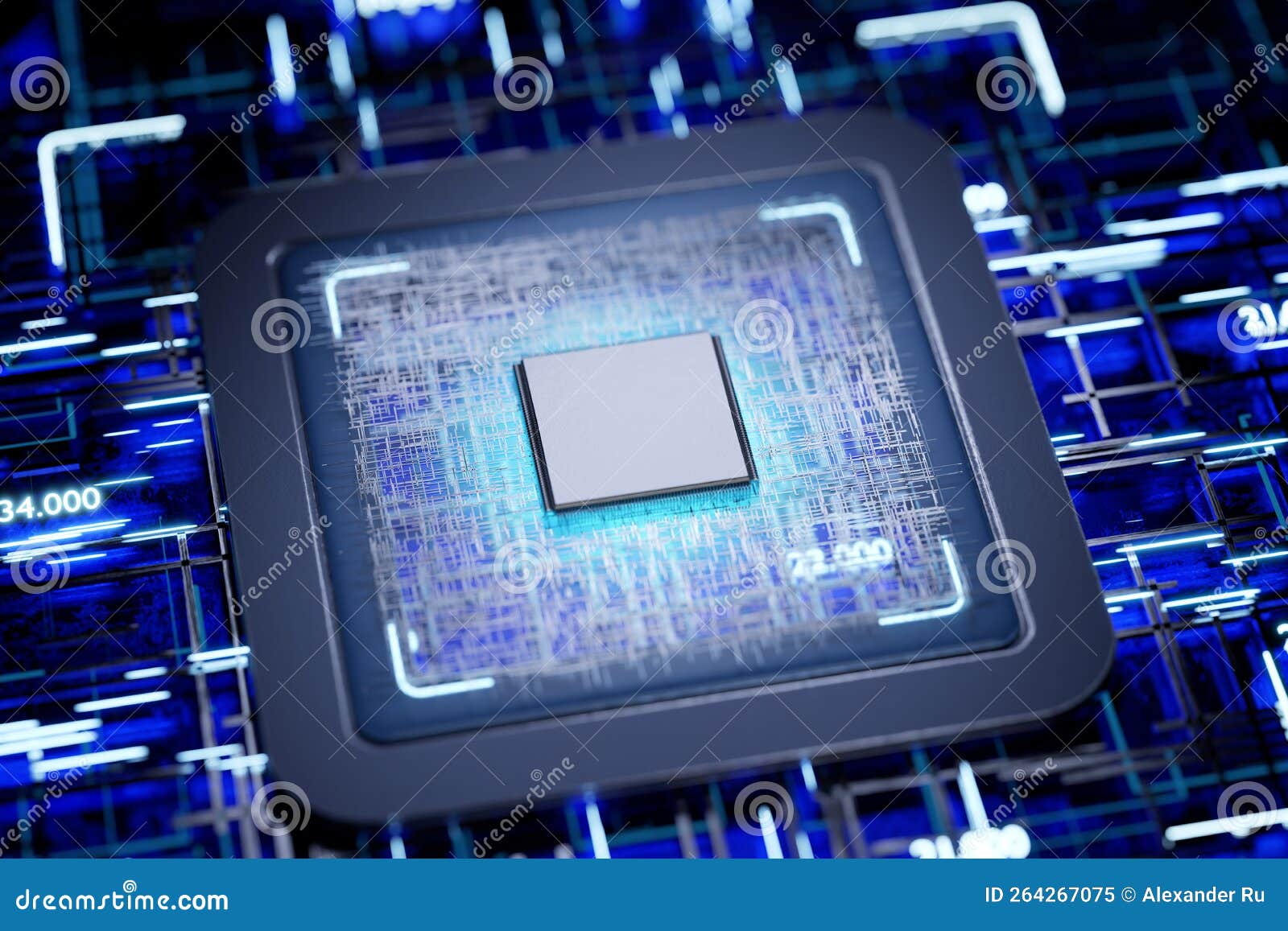 Microcircuit on a Printed Circuit Board. New Processor. New GPU Stock ...