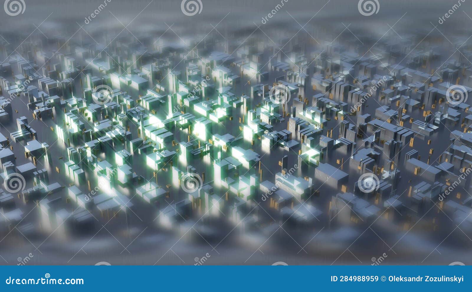 Microcircuits Close View CPU GPU Neon Lights 3d Stock Illustration ...