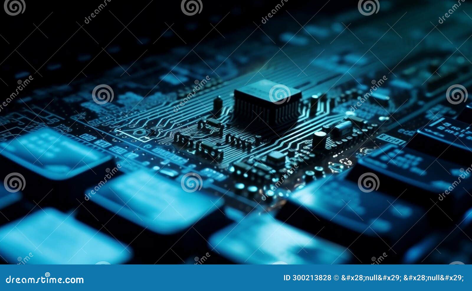 Microcircuits of the Computer Chip Close Up. AI Generative Stock ...