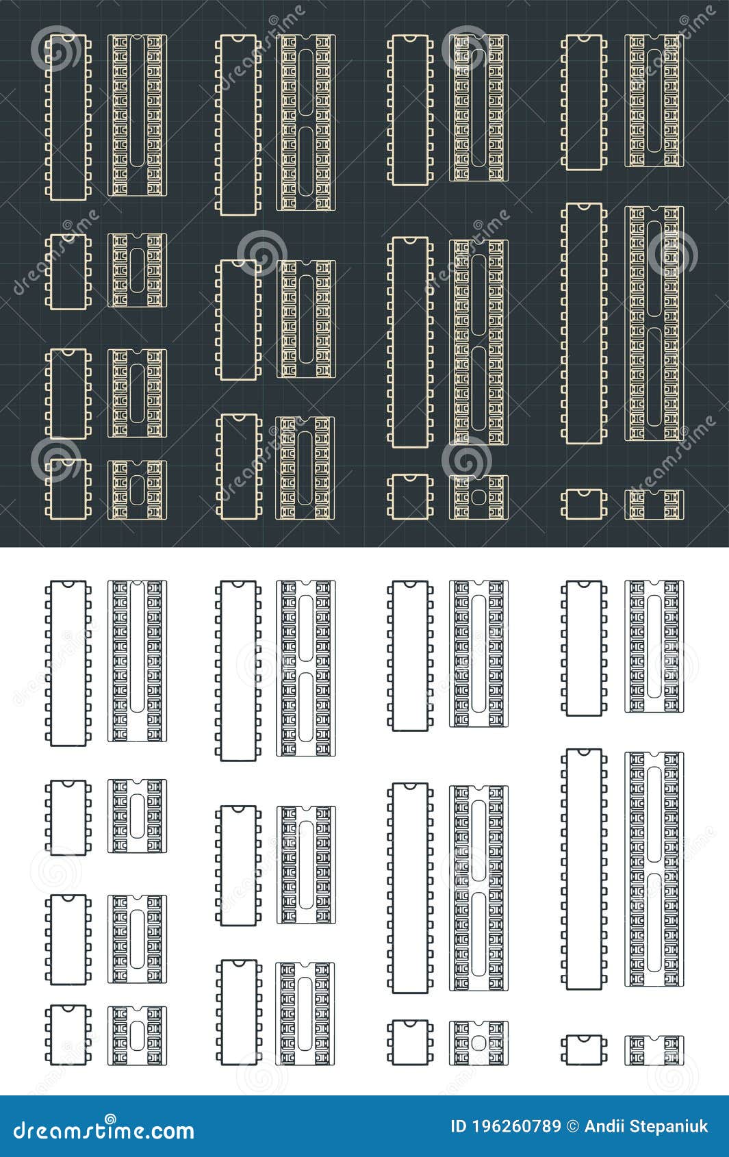 Microcircuits Drawings Set stock vector. Illustration of embedded ...