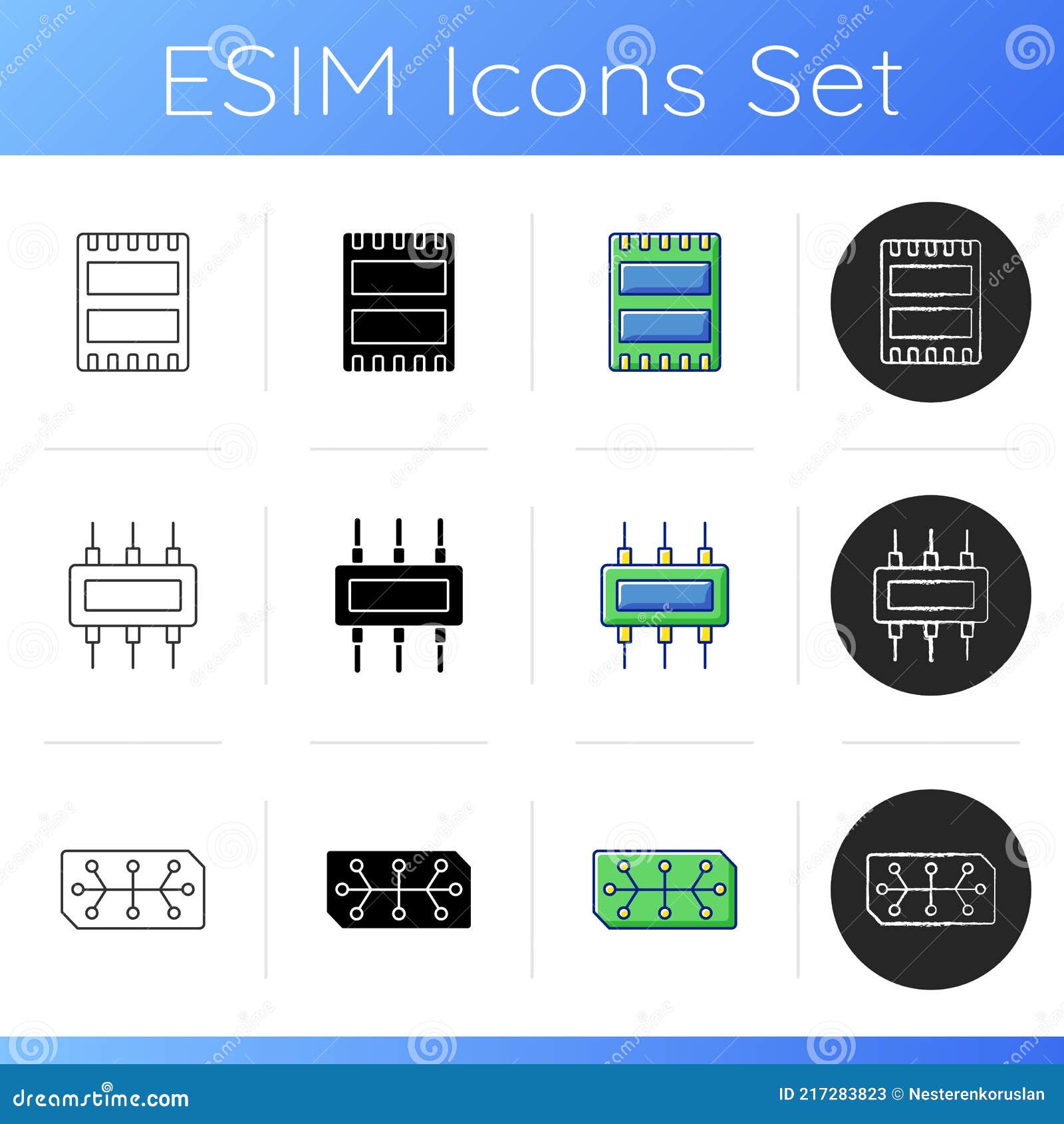 Microcircuits icons set stock vector. Illustration of technology ...