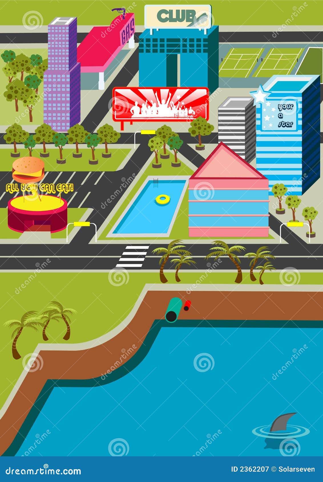 MicroCity stock vector. Illustration of lines, beach, construction ...