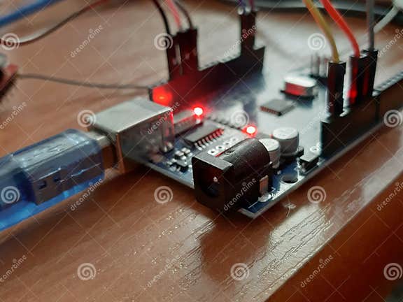 Microcontroller Build Closeup Showing the Components, Wiring, Stock ...