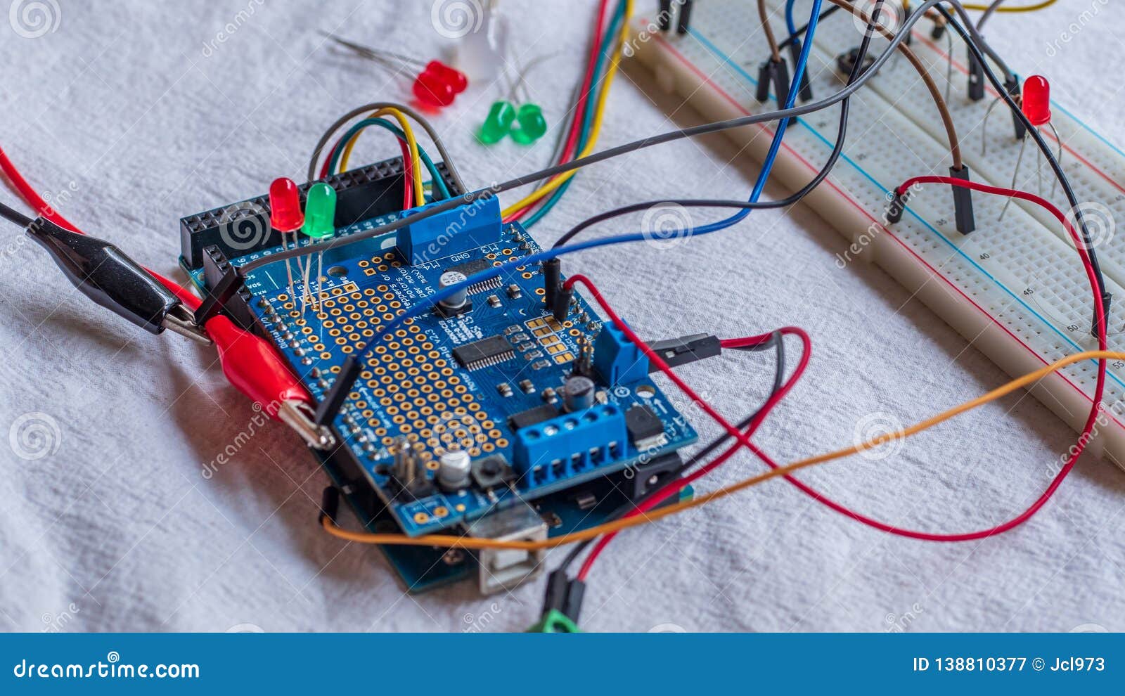 Microcontroller Build Closeup Showing Components, Board and Shield ...