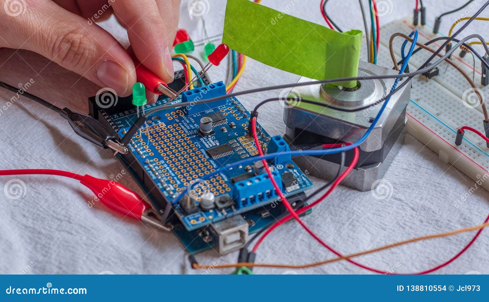 Microcontroller Build Closeup Showing Components, Board and Shield ...
